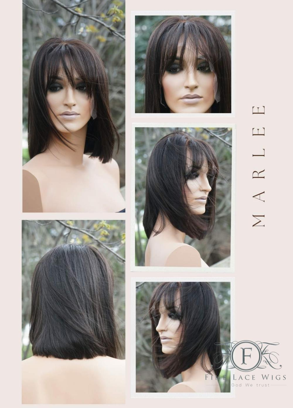 Human Hair Bob with Bangs Cranial Prosthesis | Fine lace Wig